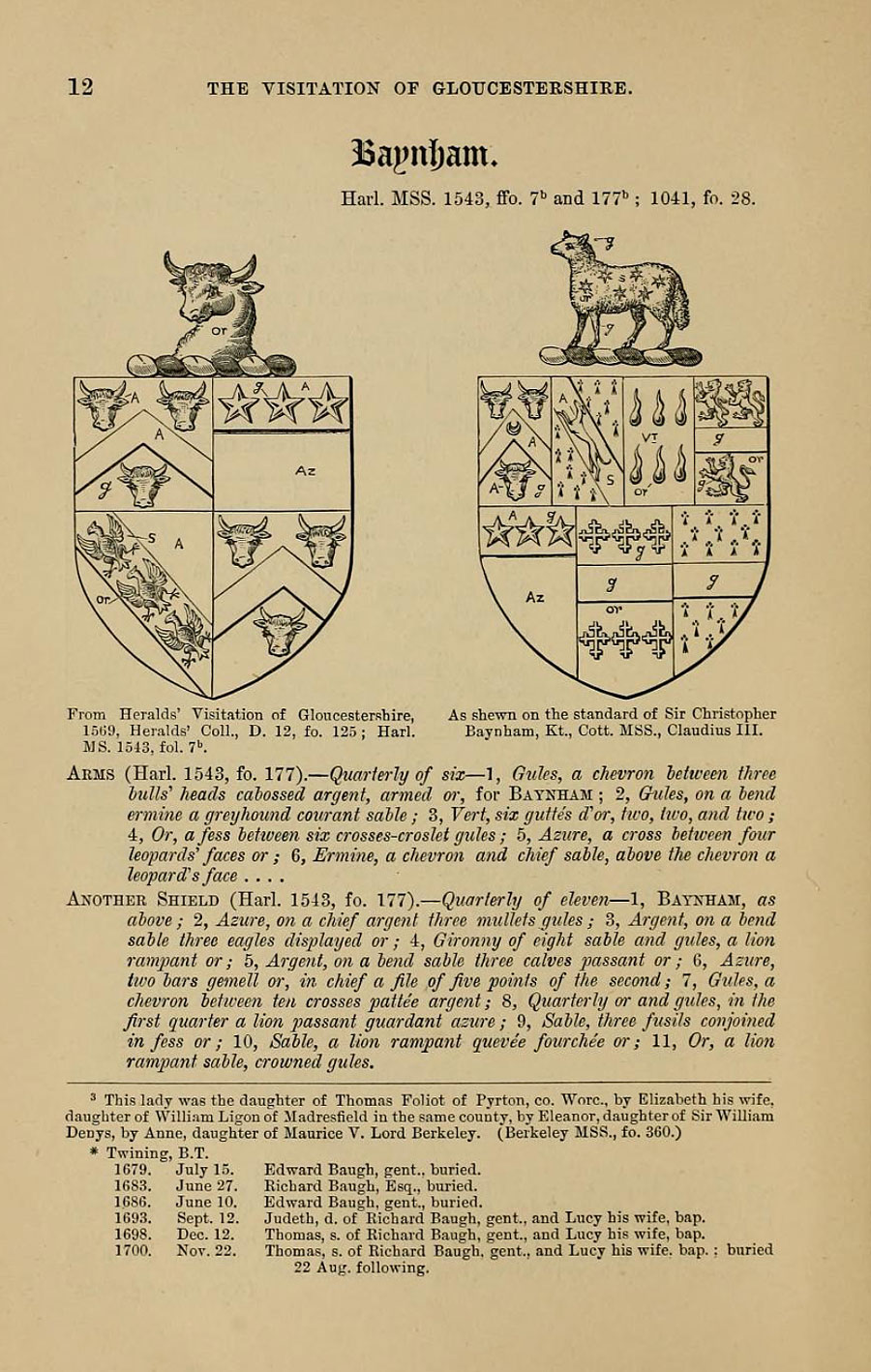 Heralds’ Visitation of Gloucestershire – 1623 – A Baynham Family History